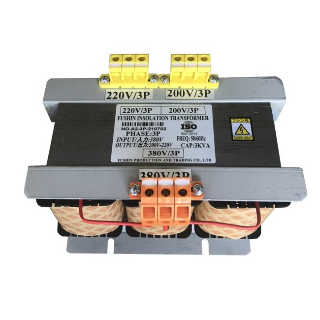 Biến áp cách ly 3 Pha 380V ra 200-220V 3KVA (trần)