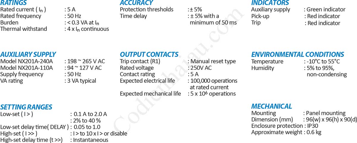 NX201A (0.1-2A) - Rơ le bảo vệ dòng chạm đất Mikro